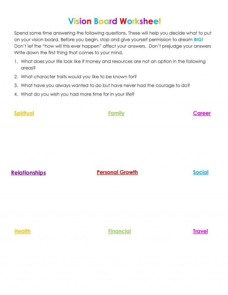 Barb Camp - Vision Board Worksheet to help you define your dreams